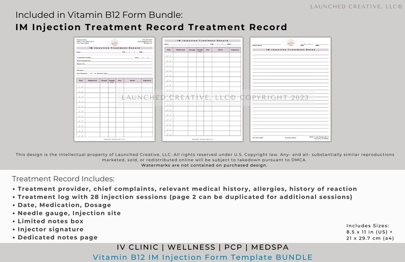 Vitamin B12 IM Injection Template BUNDLE | B12 Consent B12 Consult IM ...