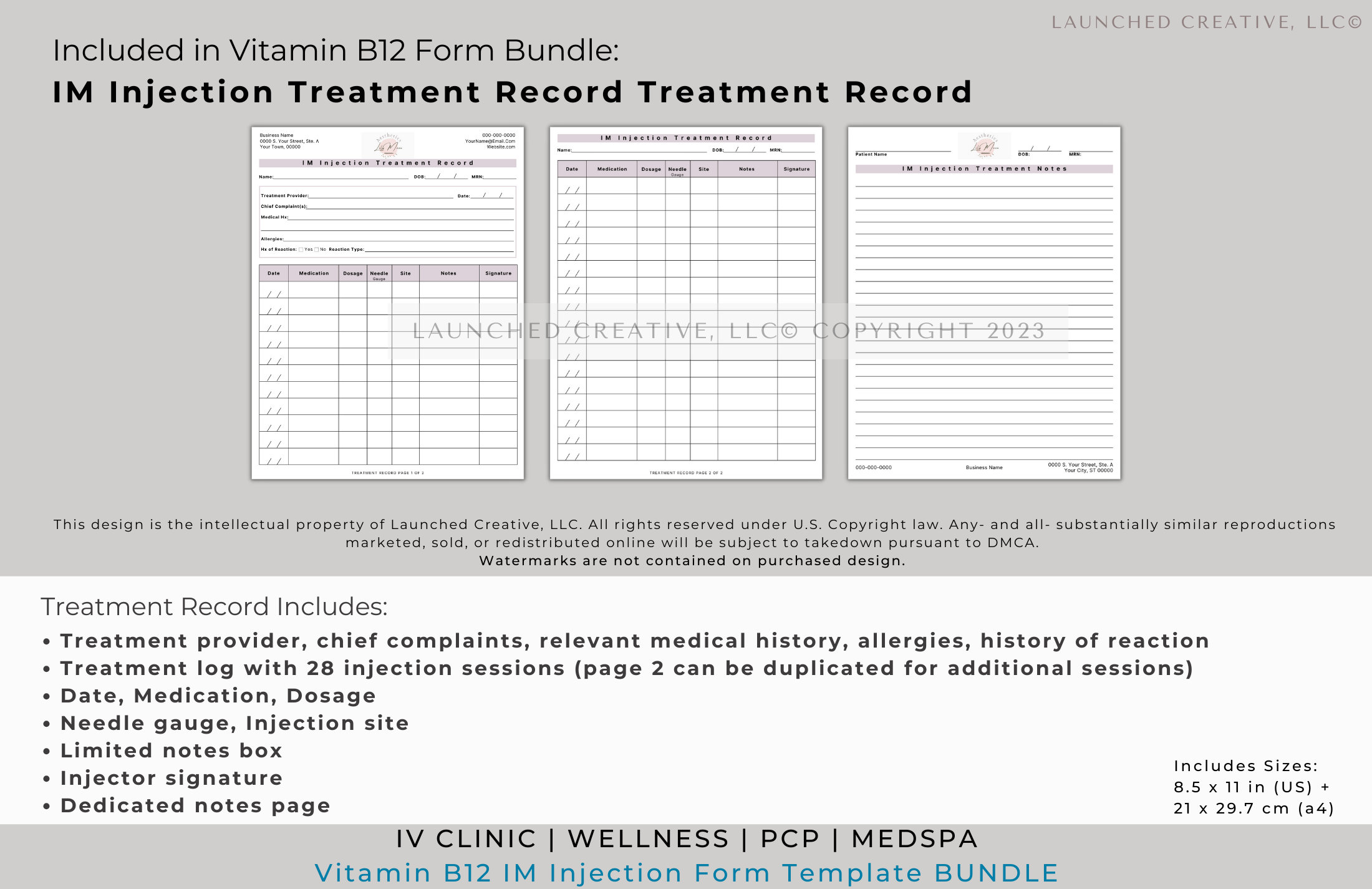 Vitamin B12 IM Injection Template BUNDLE B12 Consent B12 - Etsy