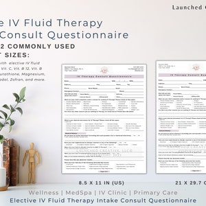 IV Infusion Intake Consult Questionnaire Form Template | IV Fluid ...