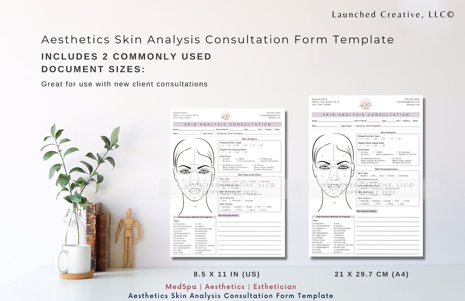 Skin Analysis Consultation Form Template | Esthetician Aesthetic Nurse ...