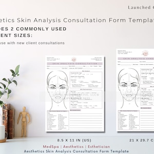 Skin Analysis Consultation Form Template | Esthetician Aesthetic Nurse ...