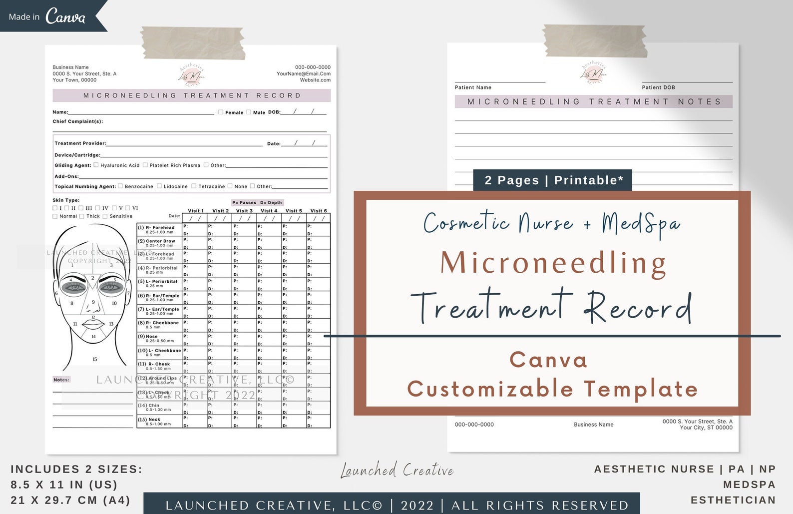 Microneedling Treatment Record Form Template | PRP Microneedle ...
