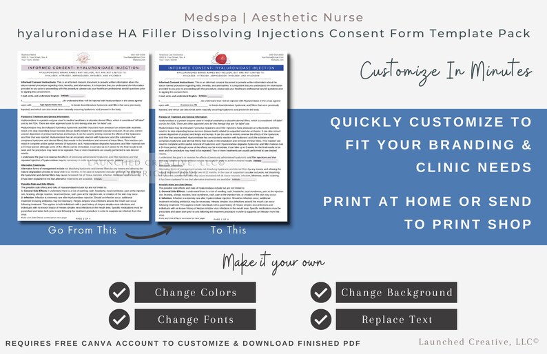 Hyaluronidase Filler Reversal Hyalase Informed Consent - Etsy