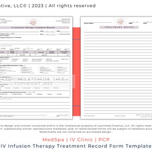 IV Infusion Therapy Treatment Record Form Template | IV Therapy Record ...