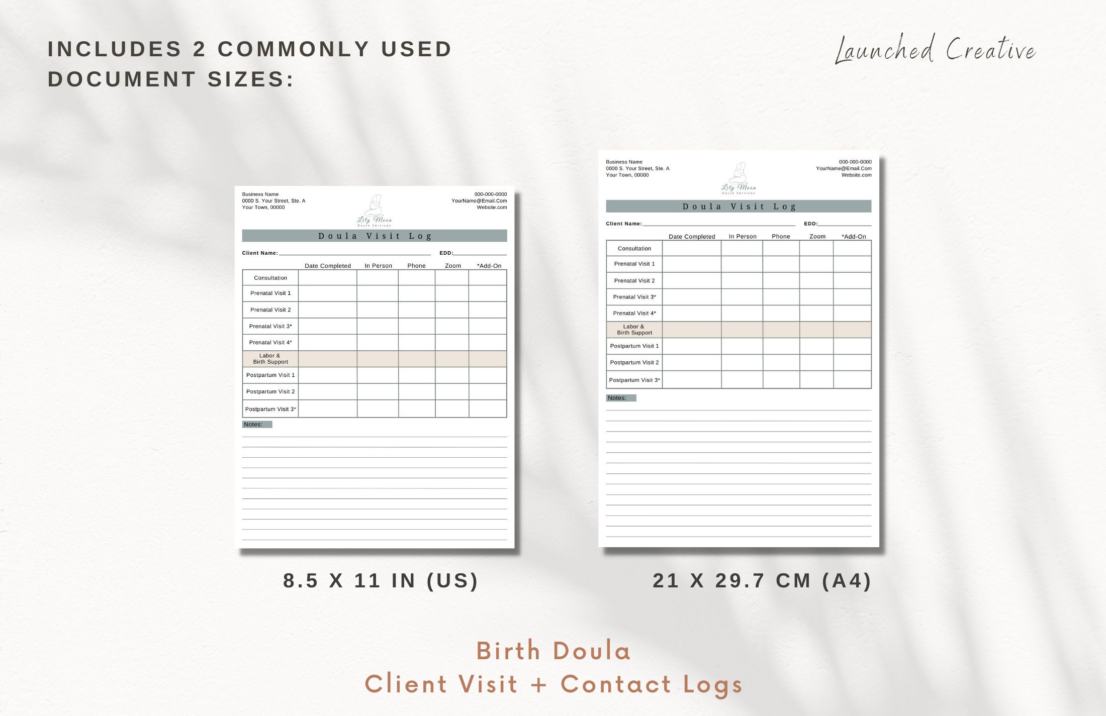 Birth Doula Client Visit Phone Logs | Virtual Doula | Birth Doula Visit ...