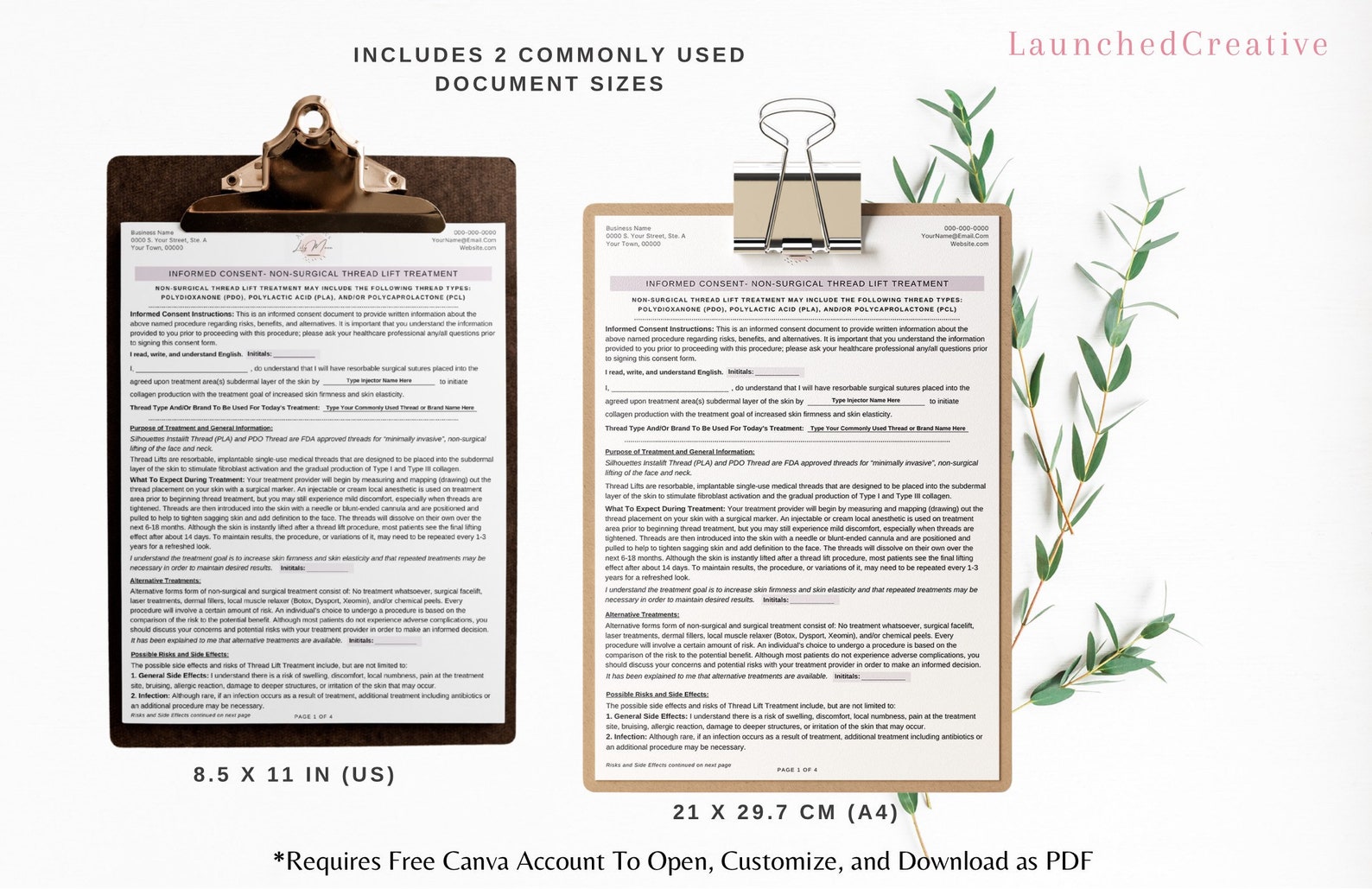 Thread Lift Consent Form Template PDO Thread Lift Silhouette | Etsy UK