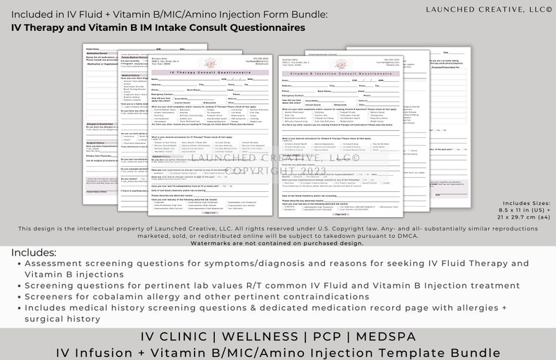 IV Therapy B Complex Form Template Bundle | IV Fluids B Mic Consult ...