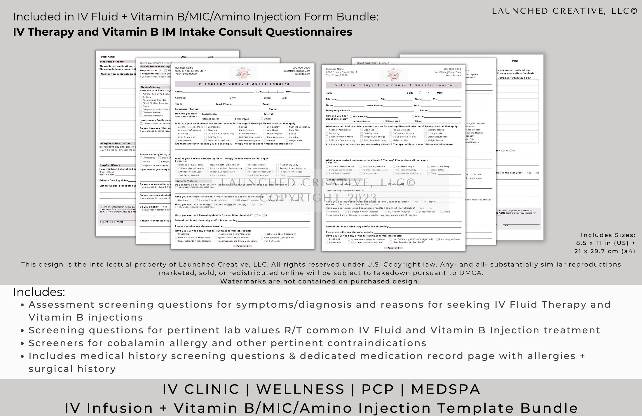 IV Therapy B Complex Form Template Bundle IV Fluids B Mic Consult IV ...