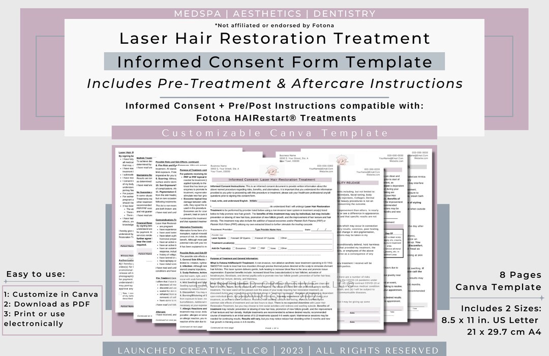 Laser Hair Restoration Consent Form Template | Fotona Hairestart ...