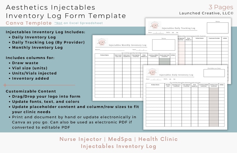 Injectables Inventory Log | Aesthetics Filler Neuromodulator Injection ...