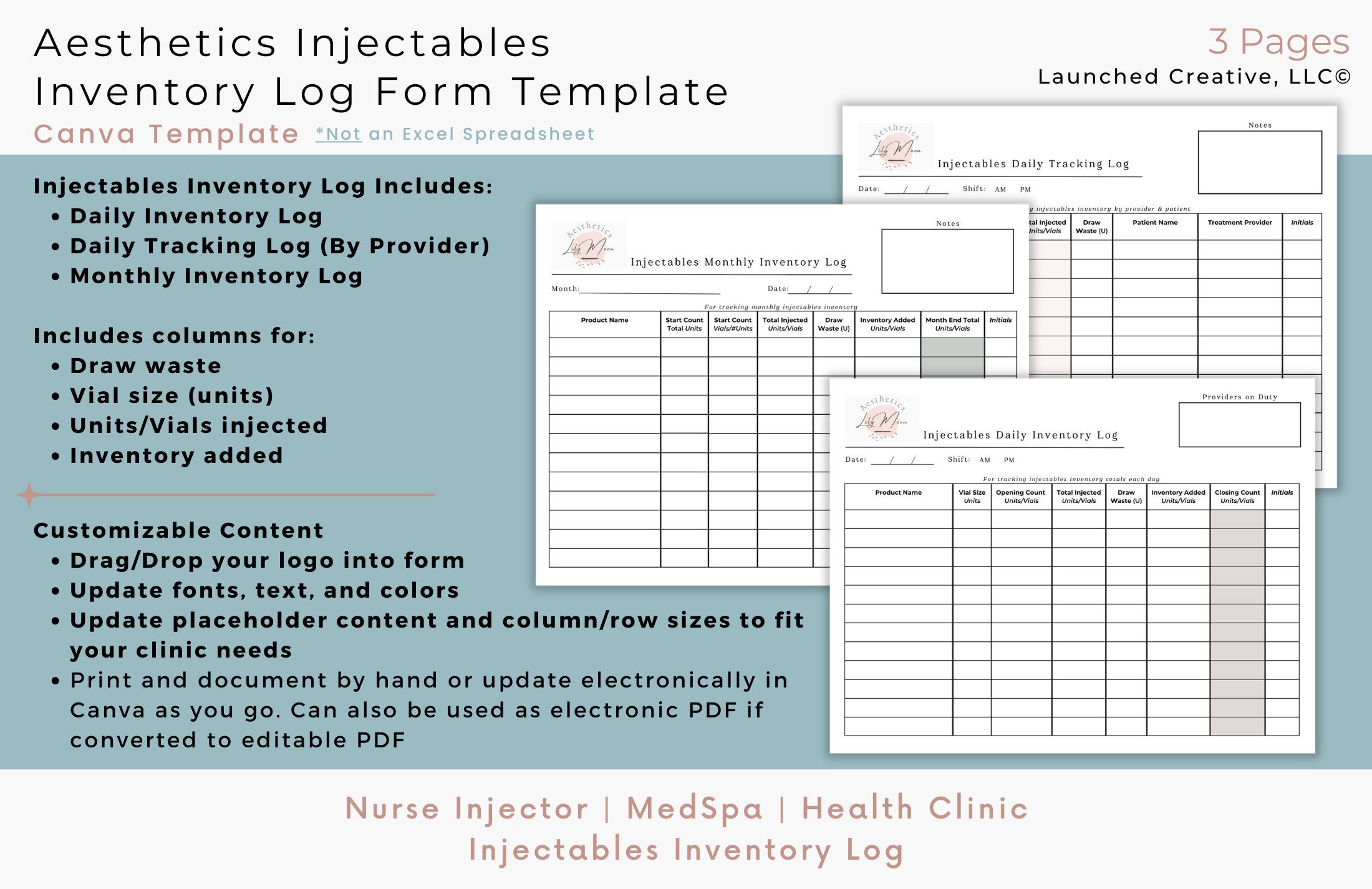 Injectables Inventory Log | Aesthetics Filler Neuromodulator Injection ...