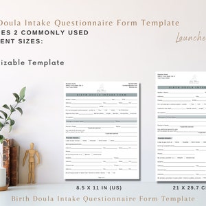 Birth Doula Intake Questionnaire Form Template | Birth Doula Intake ...