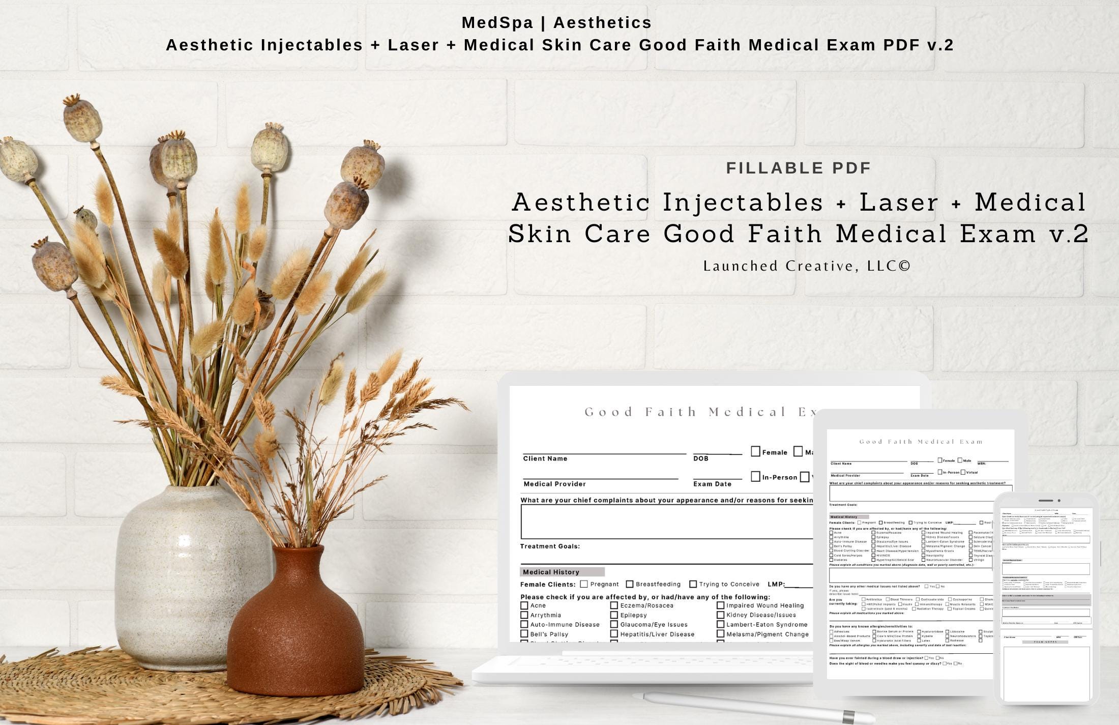 Good Faith Medical Exam Fillable PDF | Aesthetic Injectables Laser Peel ...