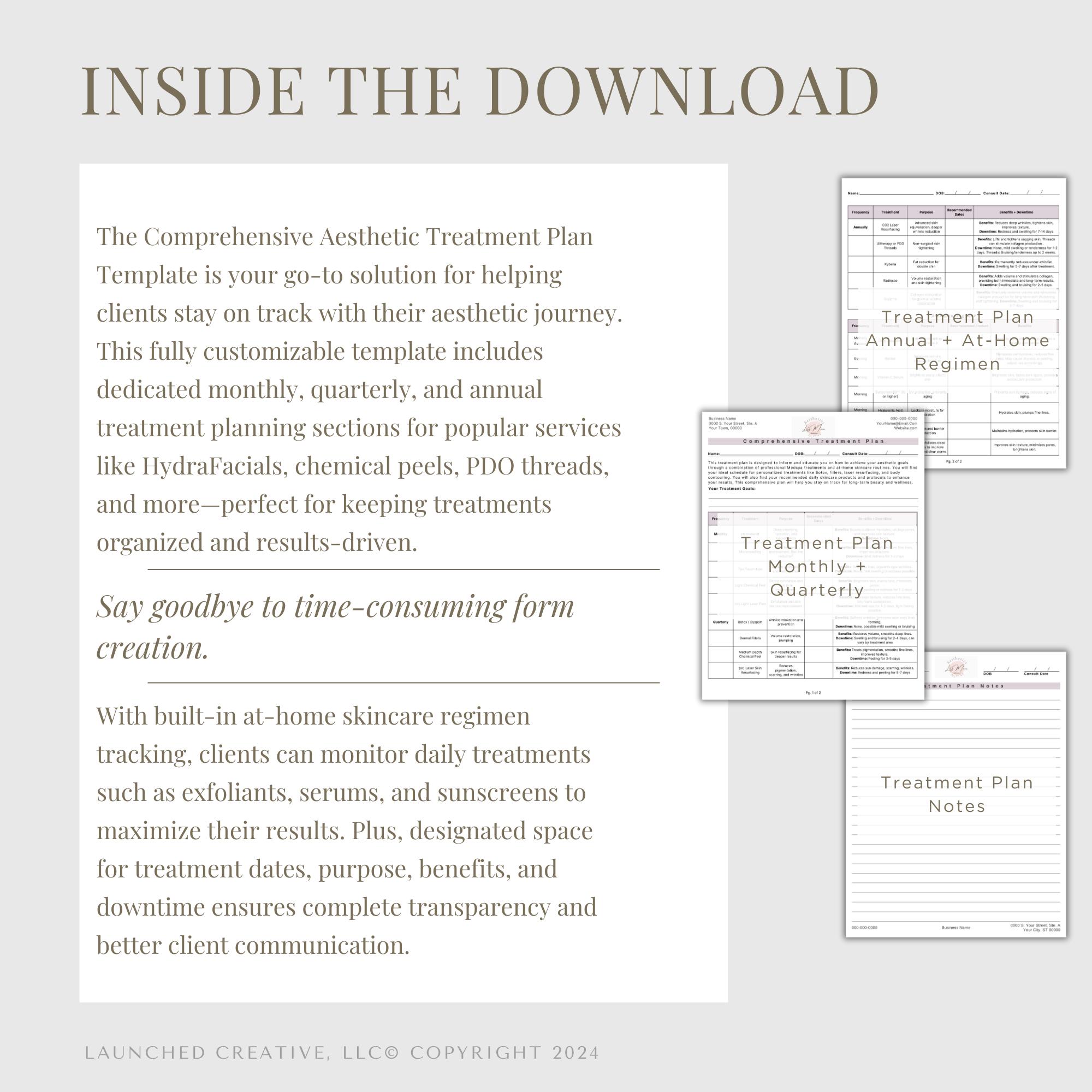 Aesthetic Treatment Plan Template | Customizable Client Treatment ...