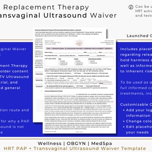 Hormone Replacement Therapy PAP Transvaginal Ultrasound Waiver Form HRT ...