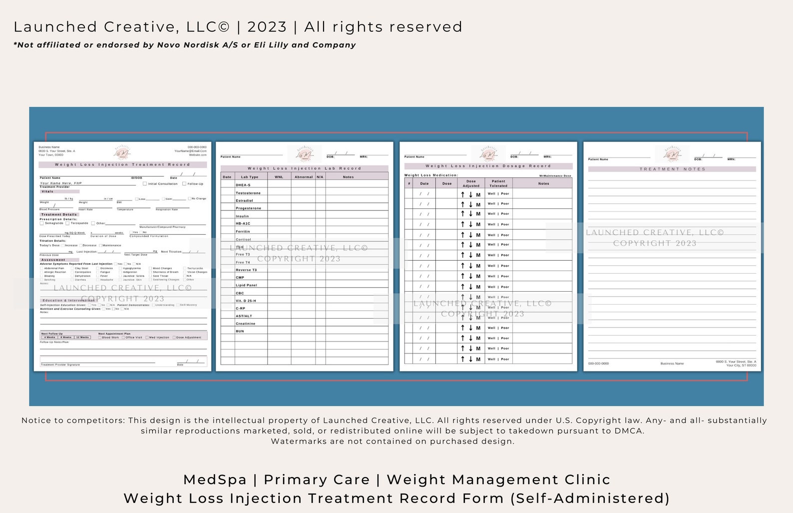 Weight Loss Injection Treatment Record Form Template V2 Semaglutide ...