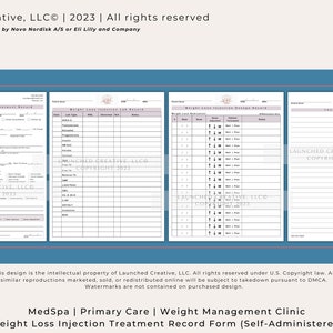 Weight Loss Injection Treatment Record Form Template V2 | Semaglutide ...