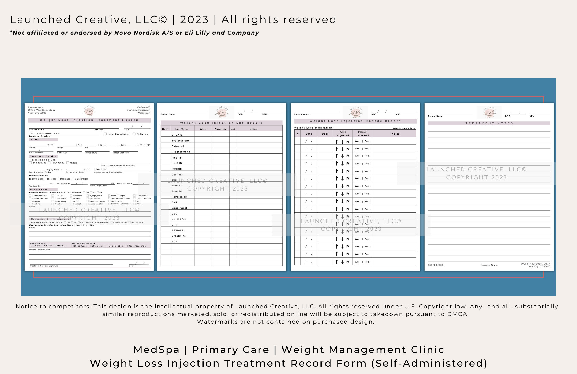 Weight Loss Injection Treatment Record Form Template V2 Semaglutide ...