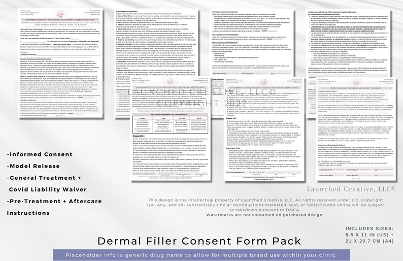 Filler & Neurotoxin Treatment Form Bundle V2 | Botox Filler Hyalase ...