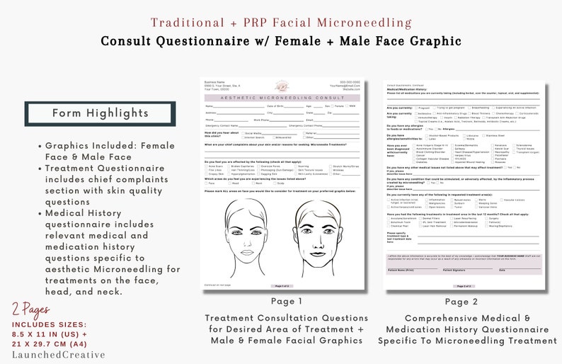 PRP Microneedling Form Bundle Microneedle Consult Microneedle Treatment ...