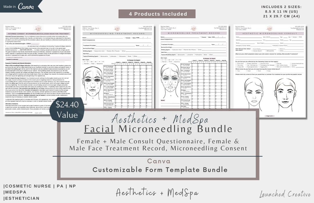 Microneedling Form Bundle | Microneedle Consult | Microneedle Treatment ...