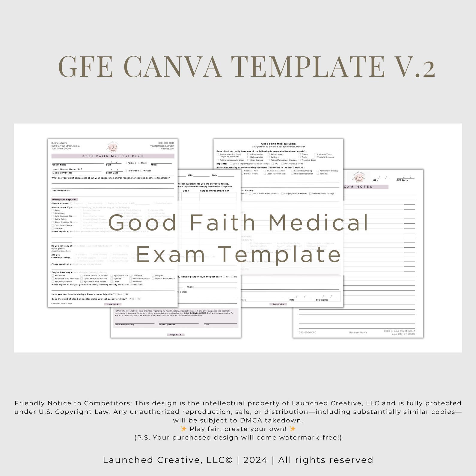 Good Faith Medical Exam Template V2 | Aesthetic Injectables Laser Peel ...