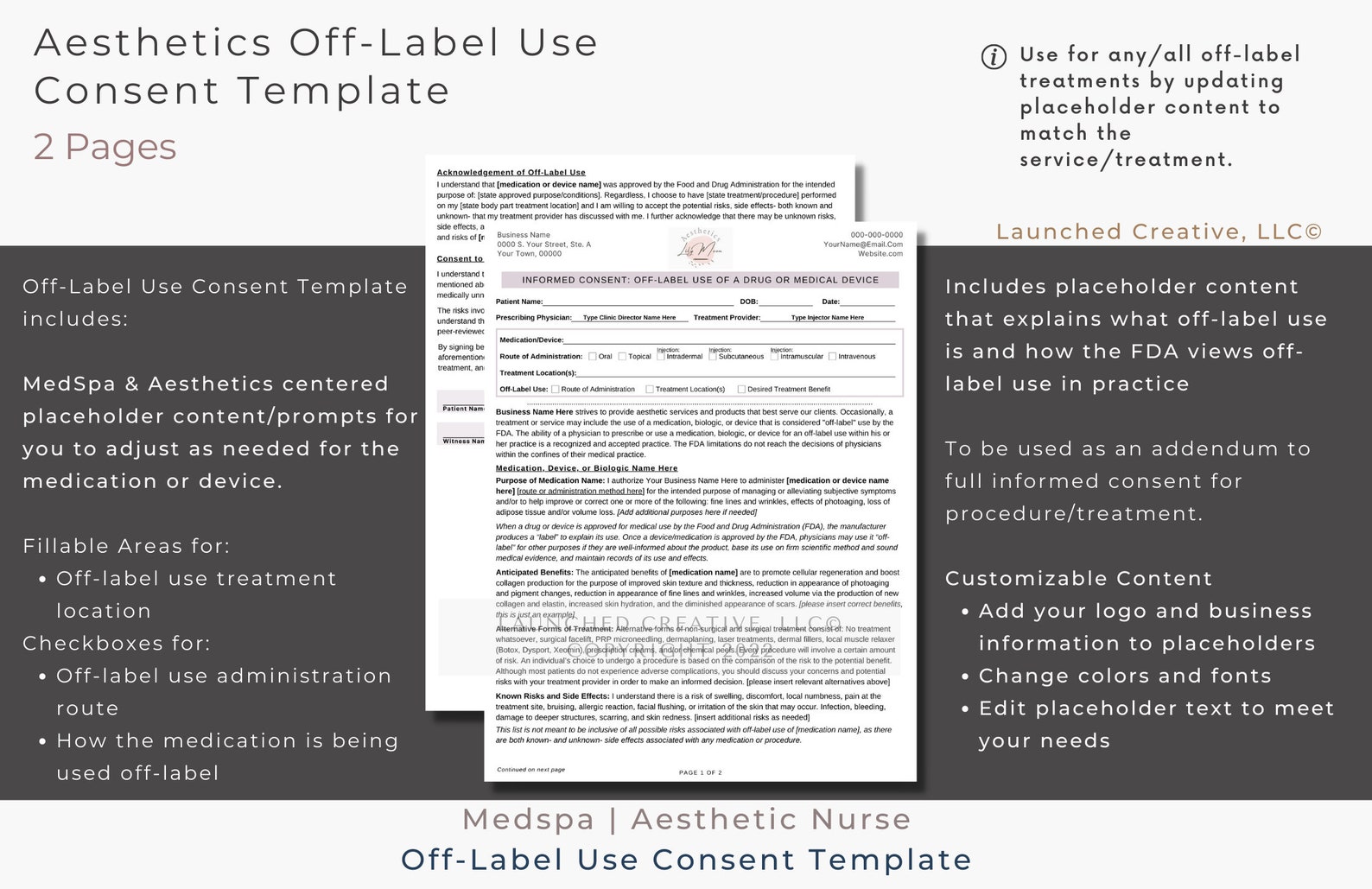 Medspa Aesthetics off Label Use Informed Consent Template | Aesthetics ...