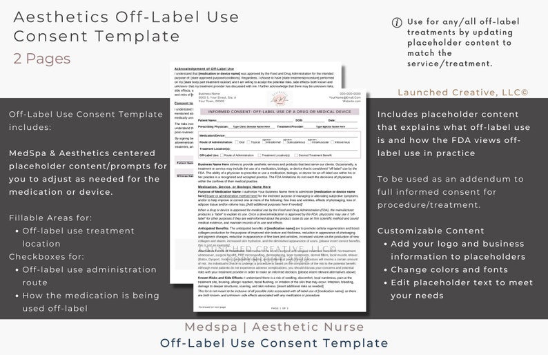 Medspa Aesthetics off Label Use Informed Consent Template Aesthetics ...