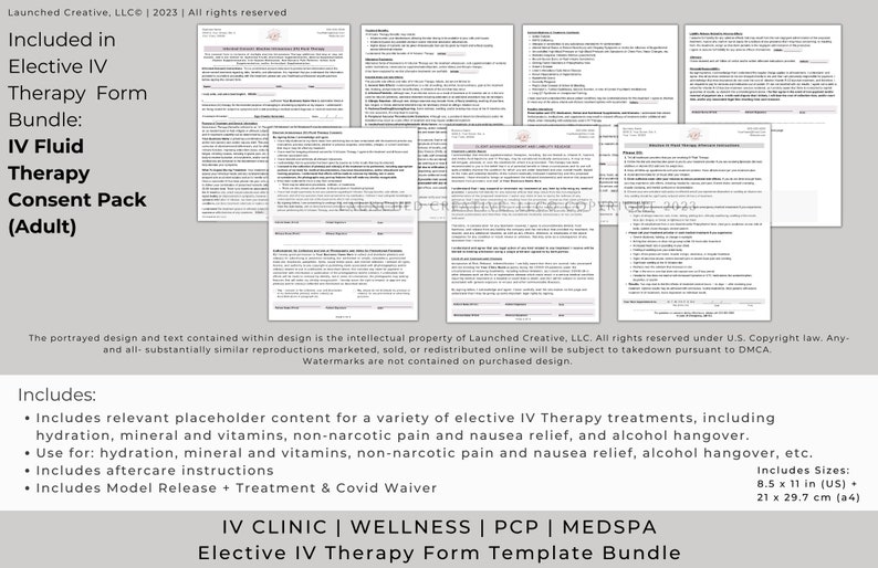 IV Therapy Form Template Bundle | Elective IV Infusion Consult | IV ...