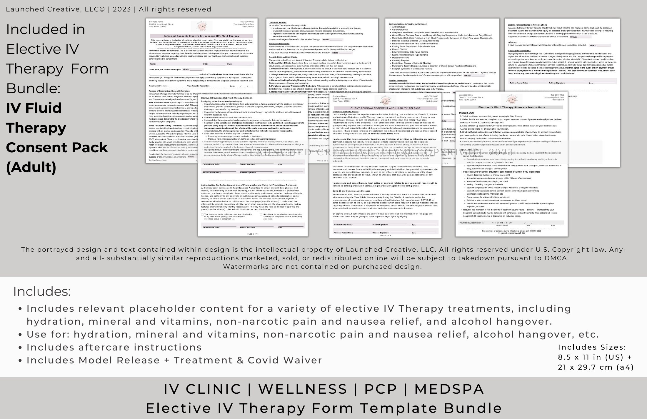 IV Therapy Form Template Bundle Elective IV Infusion Consult IV Fluids ...