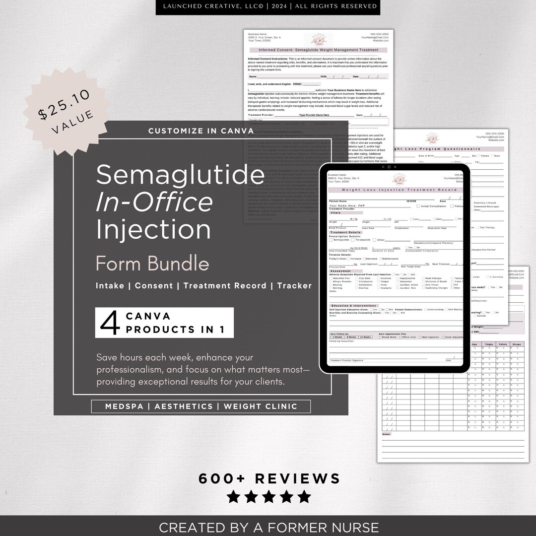 Semaglutide Weight Loss Injection Form Bundle | Semaglutide In-office ...