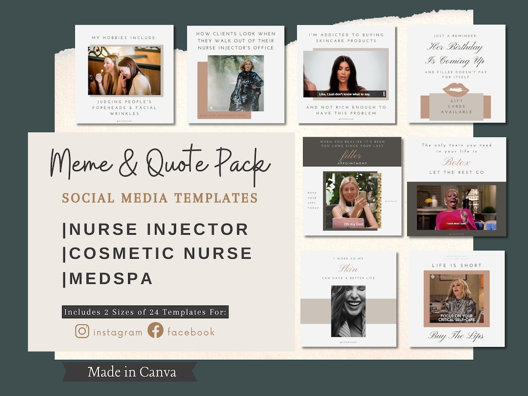 Nurse Injector Meme Quote Pack | Instagram Facebook Posts | Medspa ...