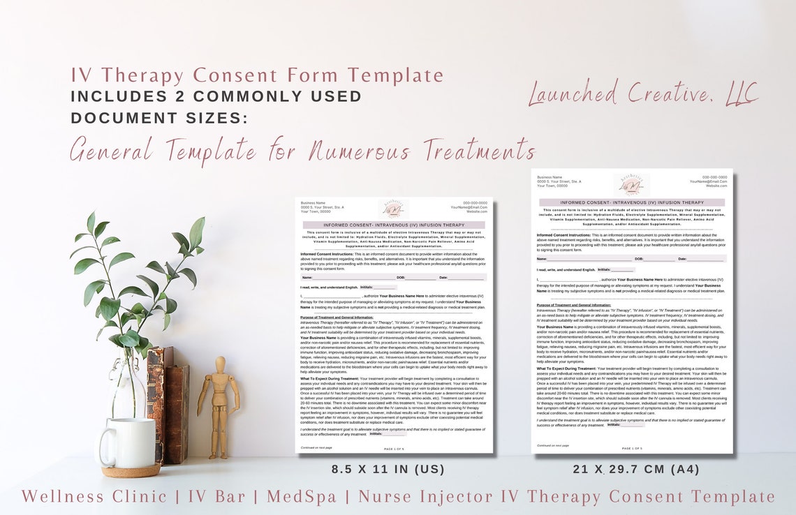 IV Infusion Therapy Consent Form Template IV Fluid Therapy - Etsy