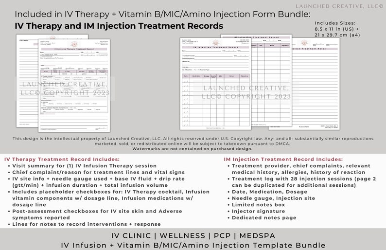 IV Therapy B Complex Form Template Bundle | IV Fluids B Mic Consult ...