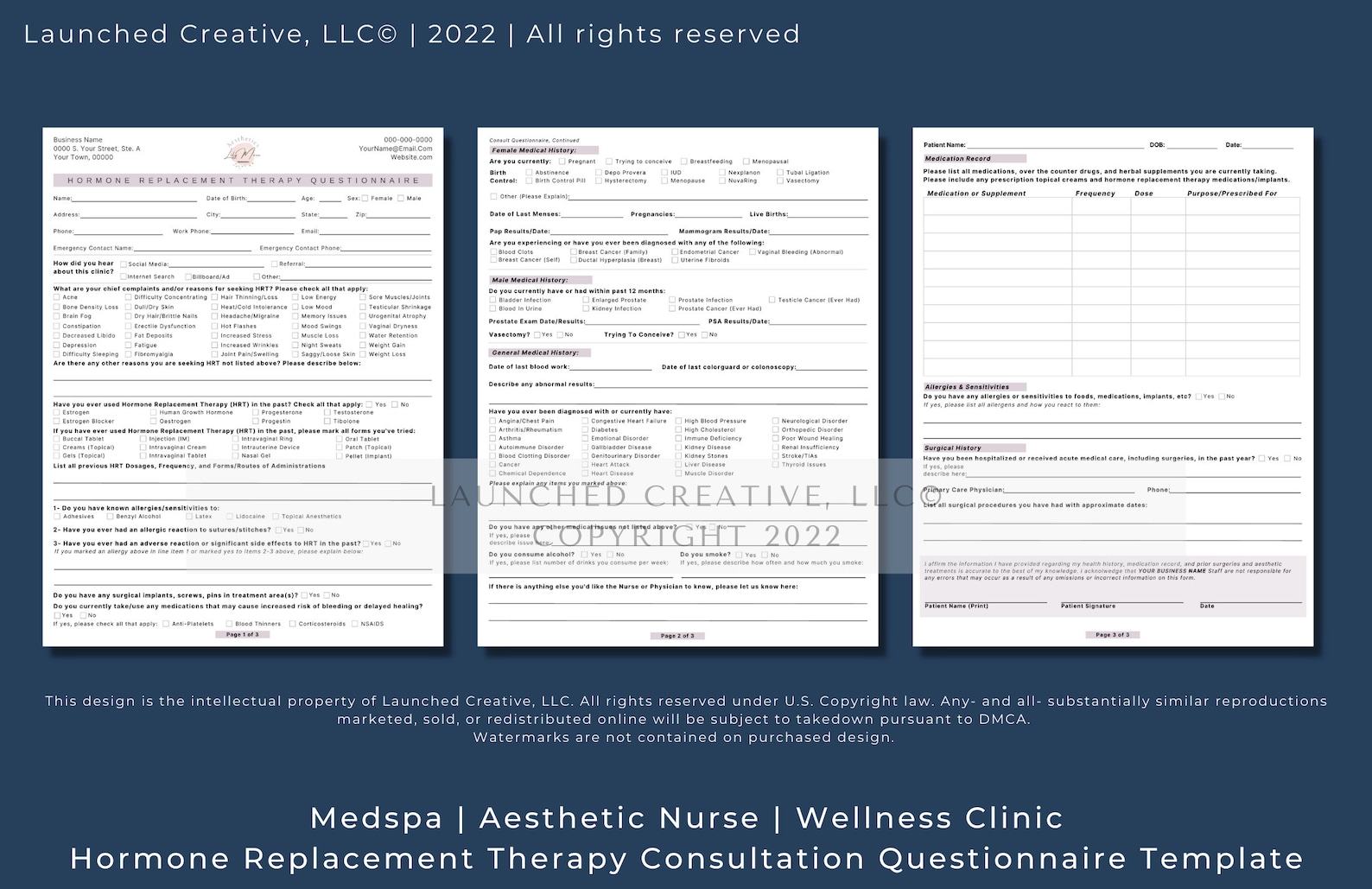Hormone Replacement Therapy Intake Questionnaire Form Template Hormone ...
