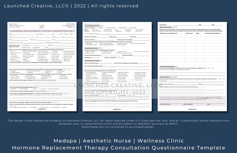 Hormone Replacement Therapy Intake Questionnaire Form Template Hormone ...