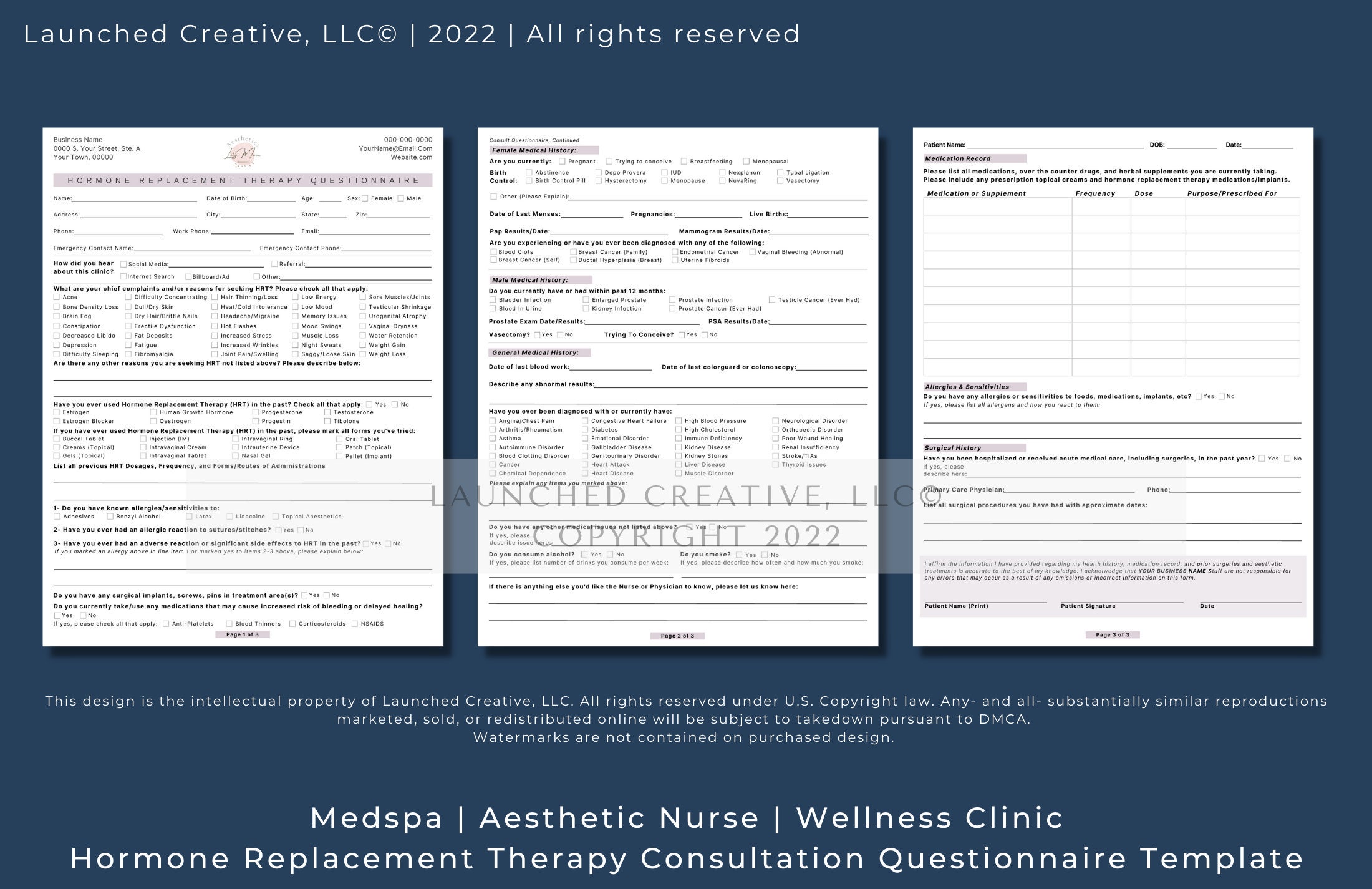 Hormone Replacement Therapy Intake Questionnaire Form Template Hormone ...