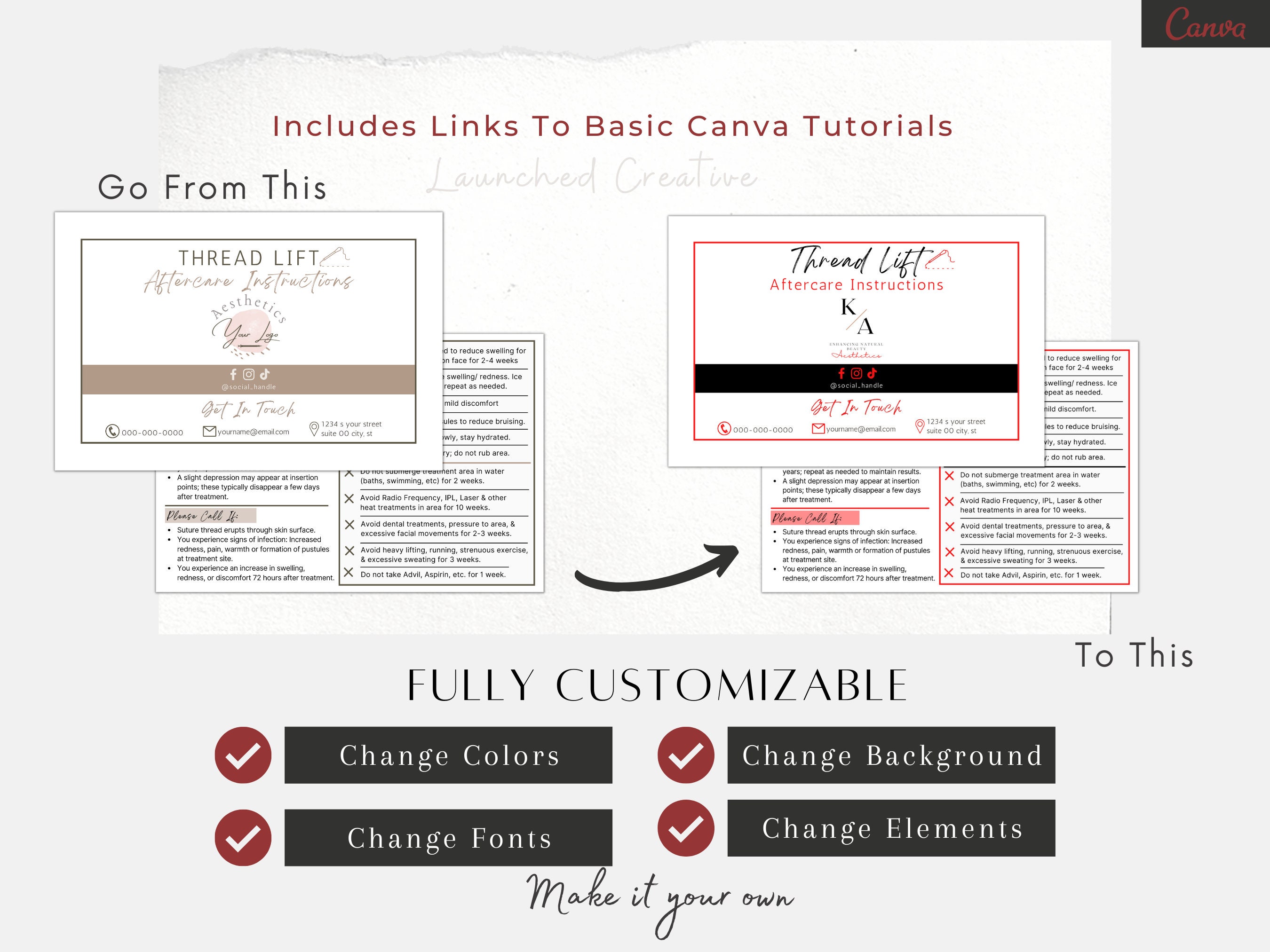 Thread Lift Aftercare Card Printable Thread Lift Aftercare Instructions ...