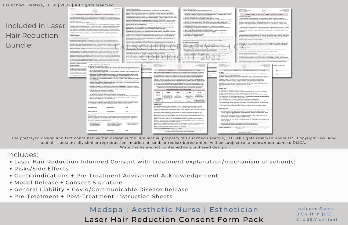 Laser Hair Reduction Form Bundle Laser Consent Laser Hair - Etsy