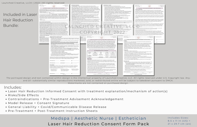 Laser Hair Reduction Form Bundle Laser Consent Laser Hair - Etsy