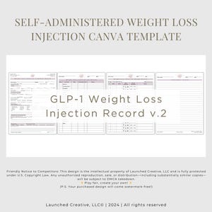 Weight Loss Injection Treatment Record Form Template V2 | Semaglutide ...
