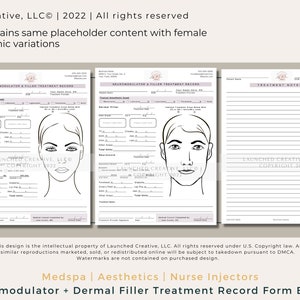 Filler Neurotoxin Injection Treatment Record Form BUNDLE V4 | Aesthetic ...