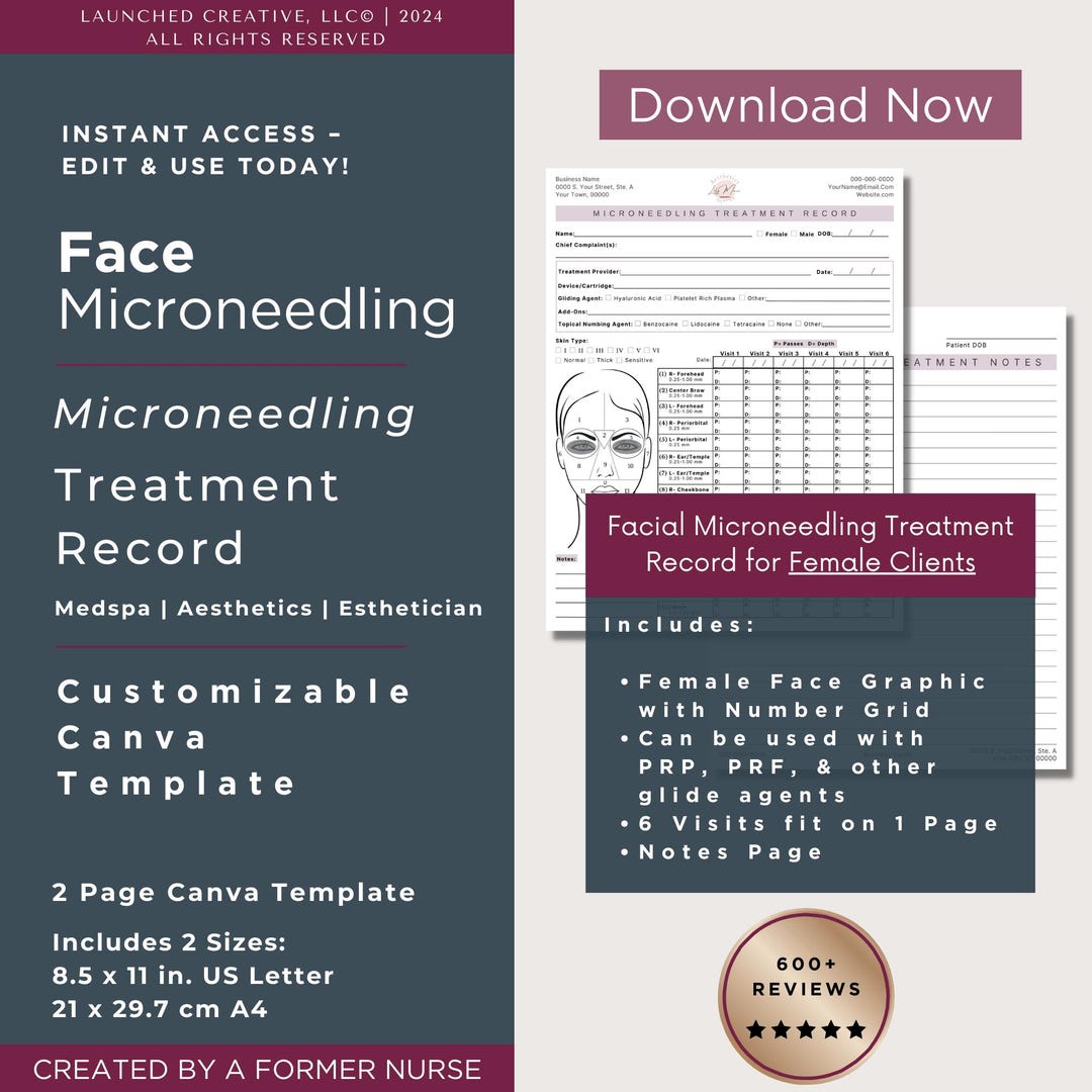 Microneedling Treatment Record Form Template | PRP Microneedle ...