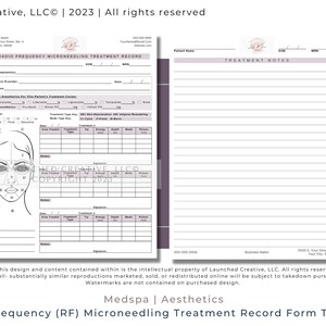Radio Frequency Microneedling Treatment Record Form | RF Microneedle ...