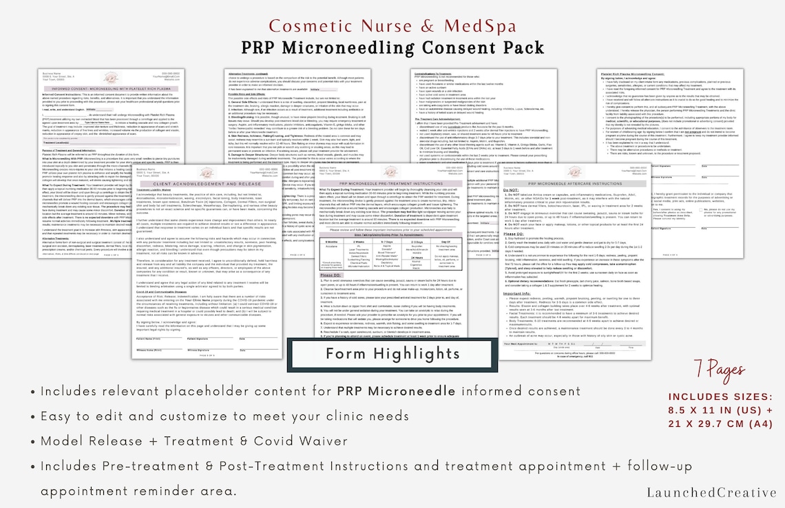 PRP Microneedling Form Bundle Microneedle Consult - Etsy