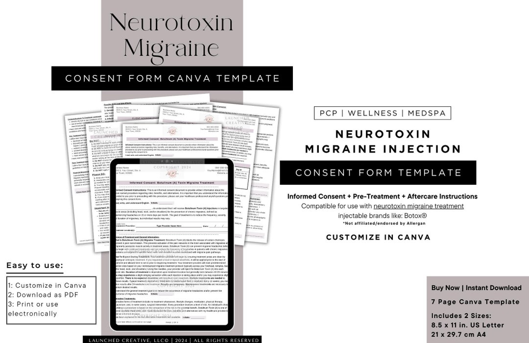 Neurotoxin Migraine Injection Treatment Informed Consent Template Botox ...