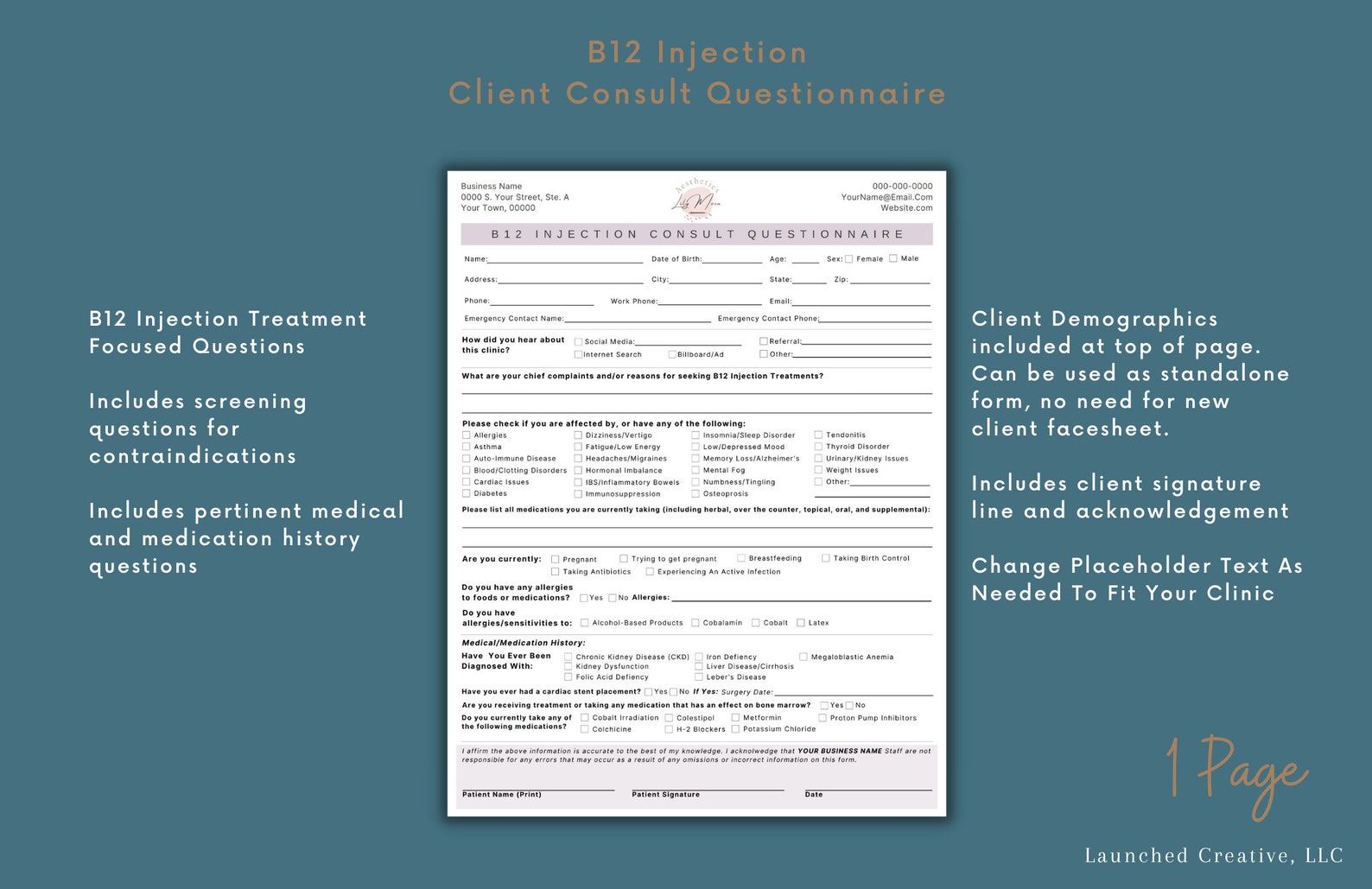 IV Therapy B12 Form Template Bundle IV Fluids B12 Consult - Etsy