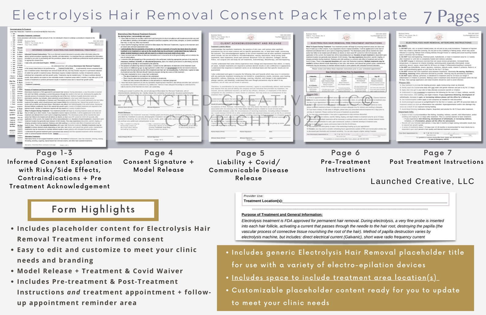 Electrolysis Hair Removal Consent Form Electrolysis Consent Aftercare ...