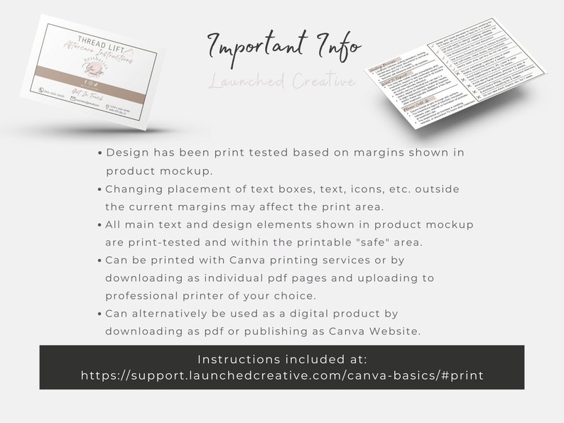 Thread Lift Aftercare Card Printable Thread Lift Aftercare Instructions ...