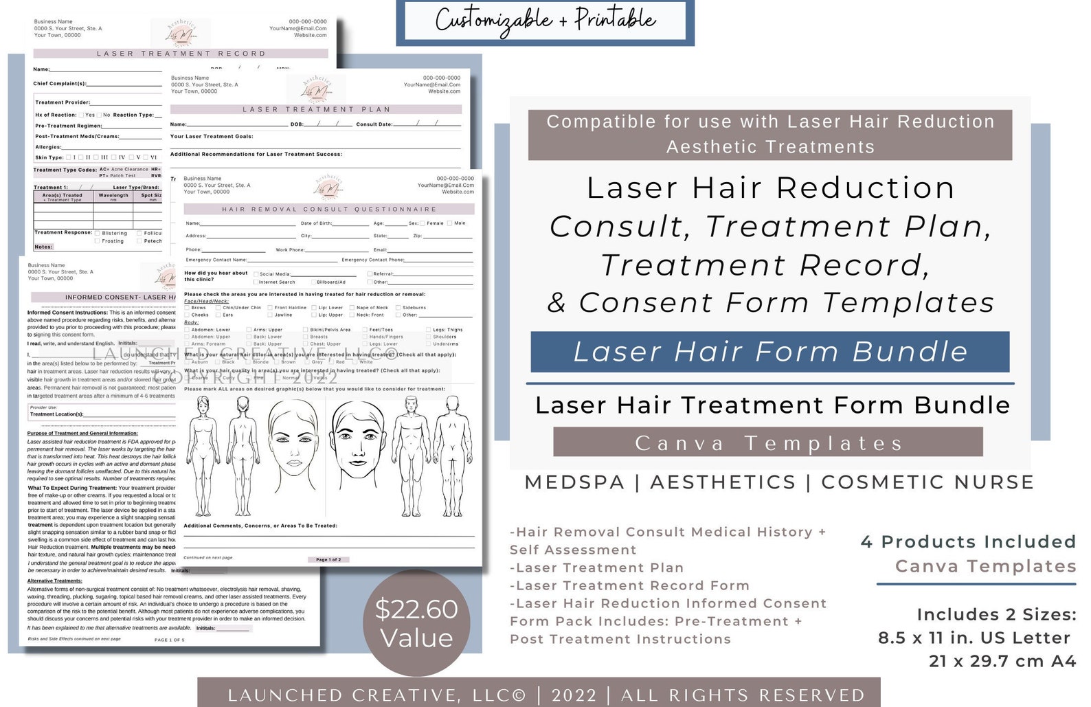 Laser Hair Reduction Form Bundle Laser Consent Laser Hair - Etsy